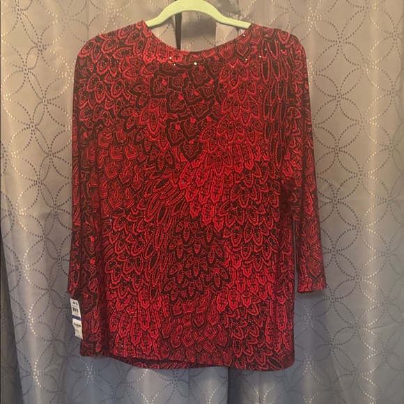 JM Collection | Tops | Jm Collection Red And Black Patterned Blouse ...